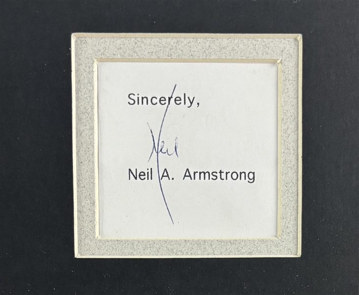 Lot Detail Neil Armstrong Signed Segment In Framed Apollo 11 Display